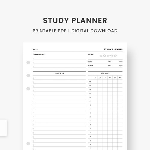 A5 Inserts : Study Planner Printable Daily Study Organizer - Etsy