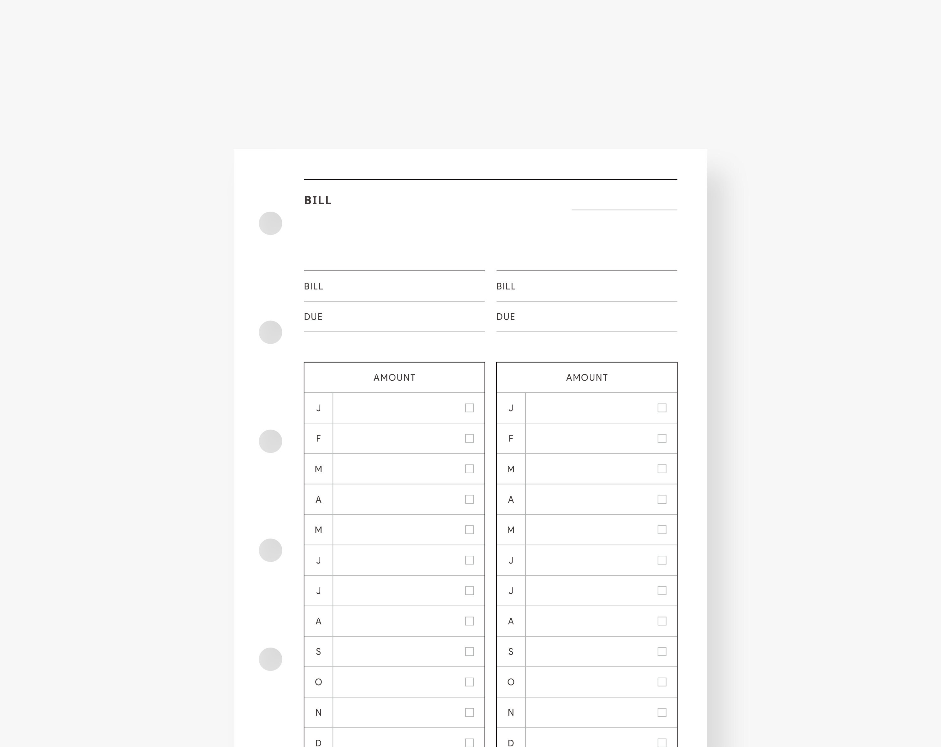 Pocket Inserts : Bill Tracker Printable Bill Organizer Bill | Etsy