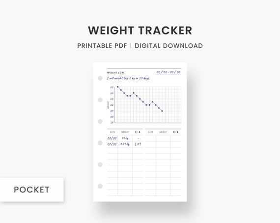 Pocket Inserts : Weight Tracker Printable Weight Loss | Etsy