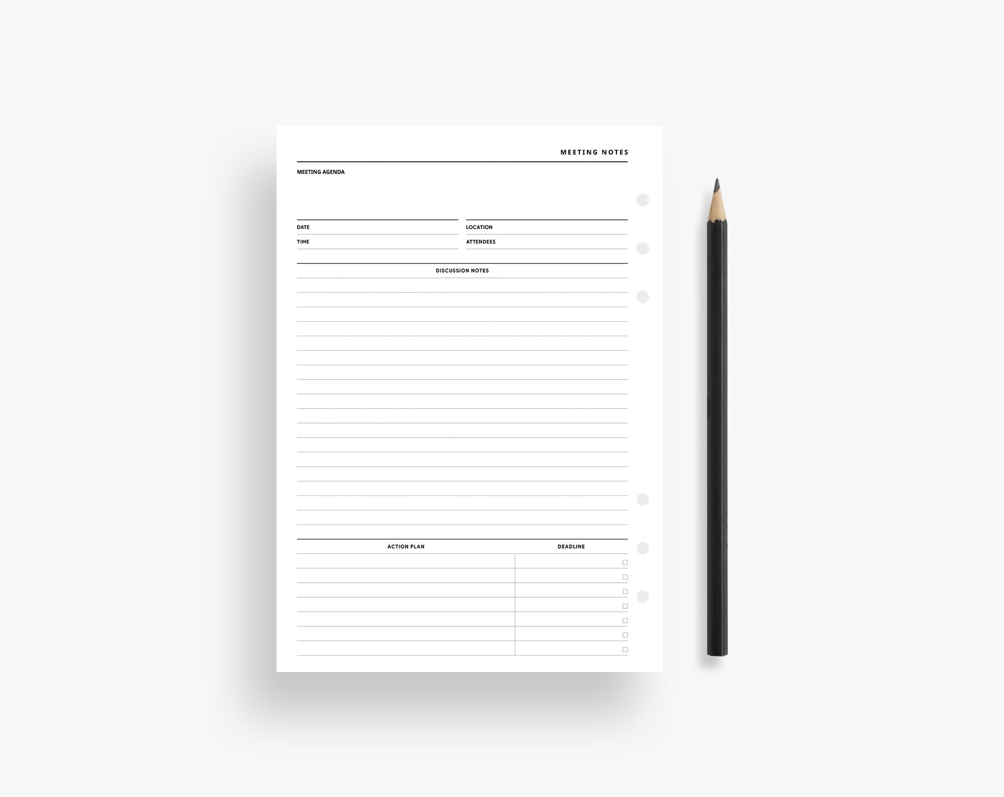 A5 Inserts : Meeting Notes Planner Printable PDF Meeting - Etsy