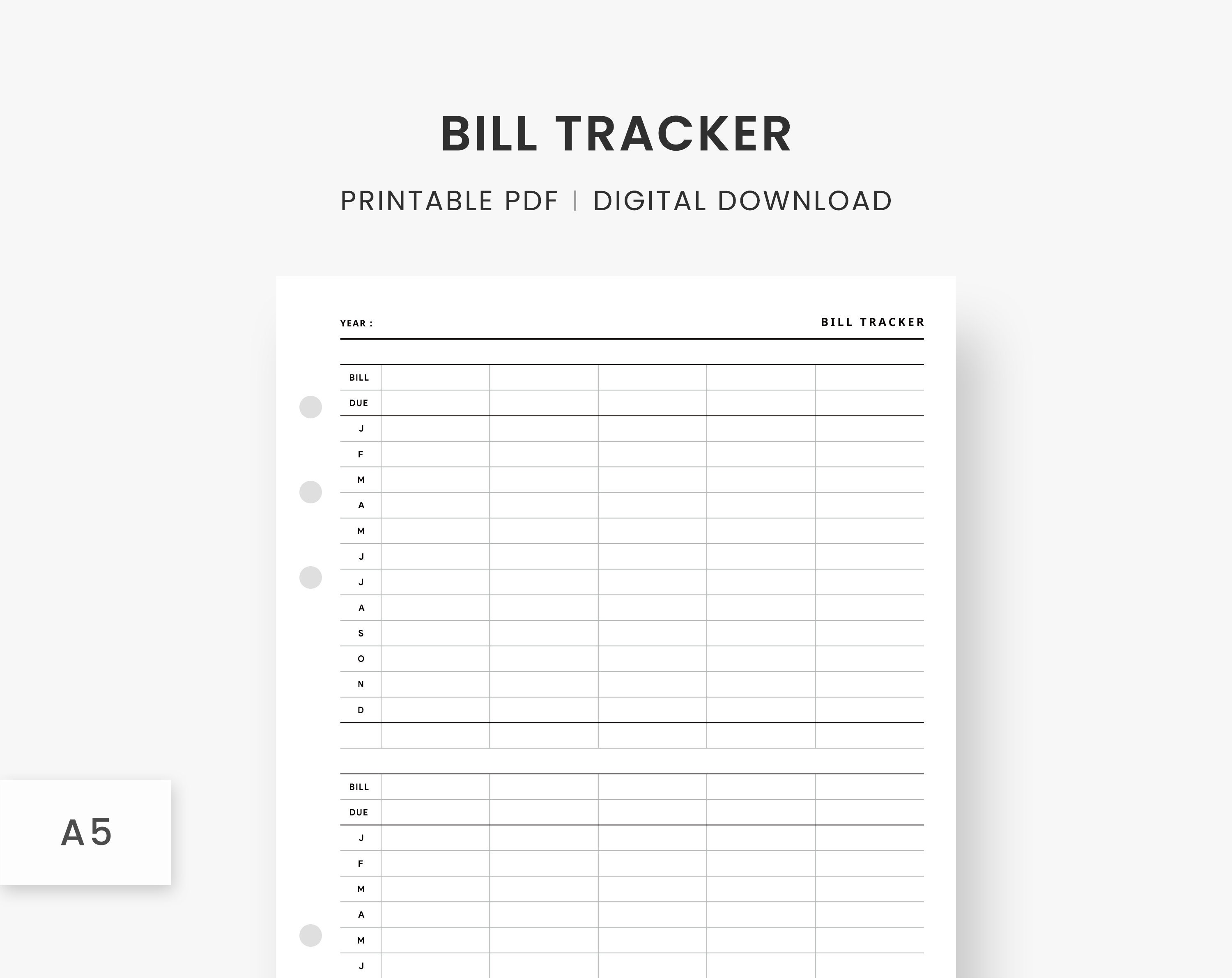 A5 Inserts : Bill Pay Bill Organization Bill Organizer Bill - Etsy