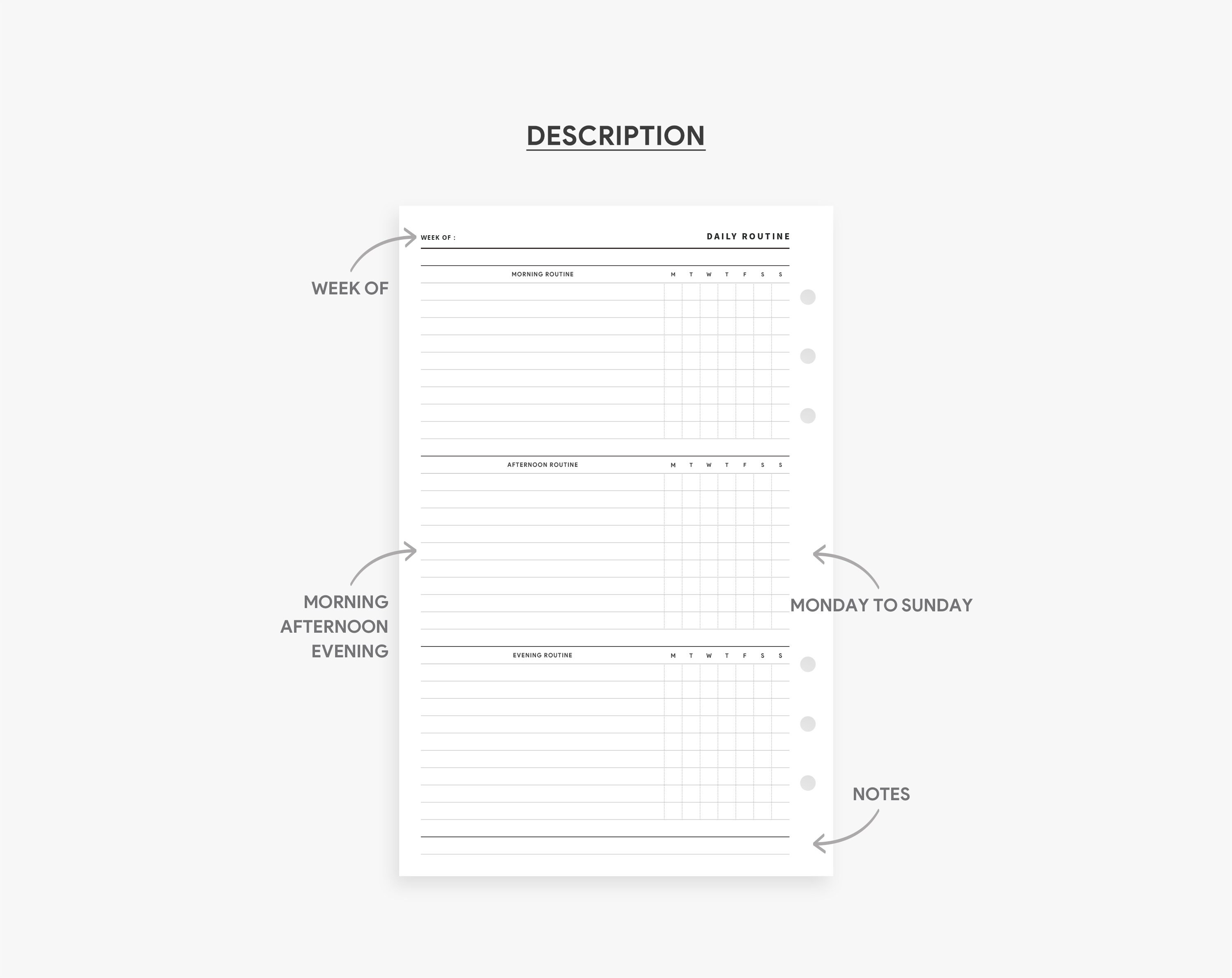 Daily Routine Planner Printable, Daily Organizer, Daily Habit Tracker ...