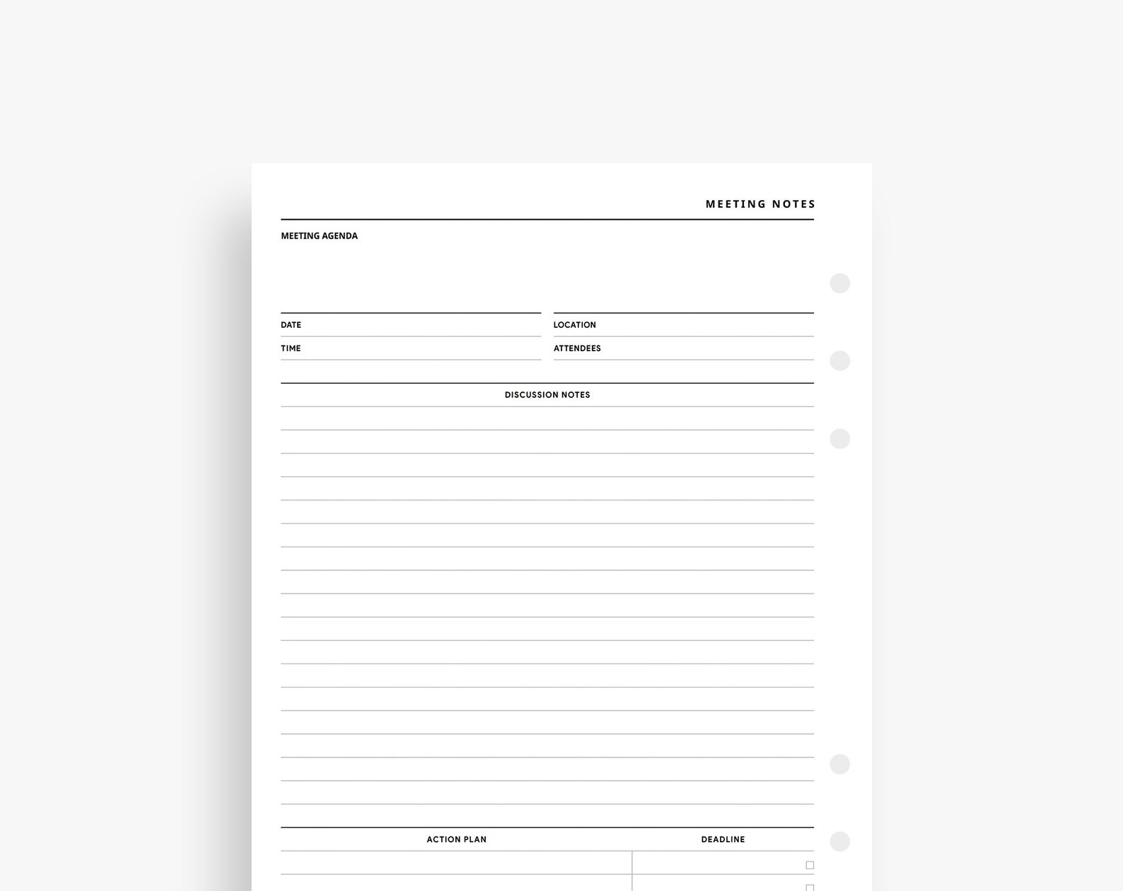 A5 Inserts : Meeting Notes Planner Printable PDF Meeting - Etsy