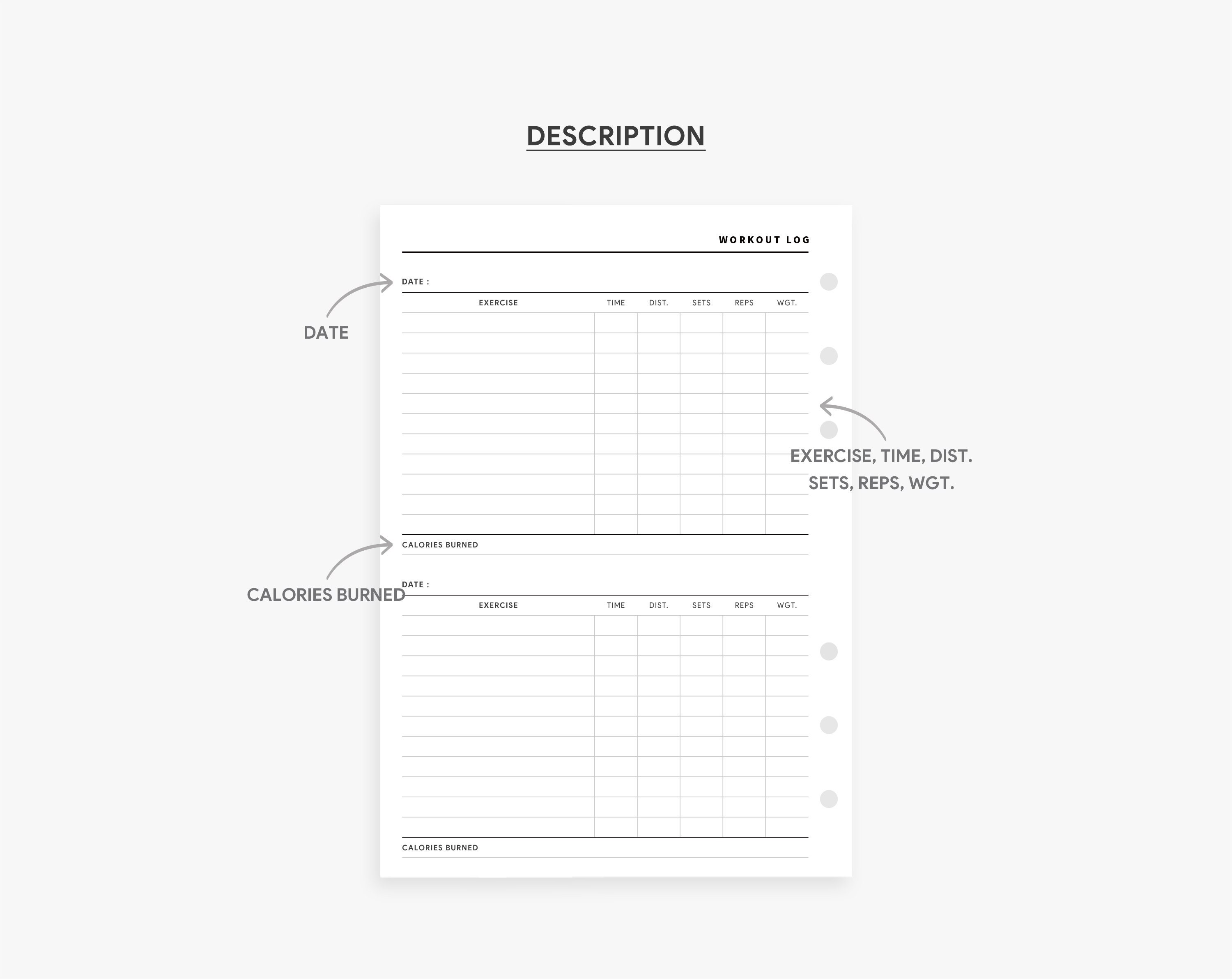 Workout Tracker Planner Printable, Personal Wide Inserts, Workout Log ...