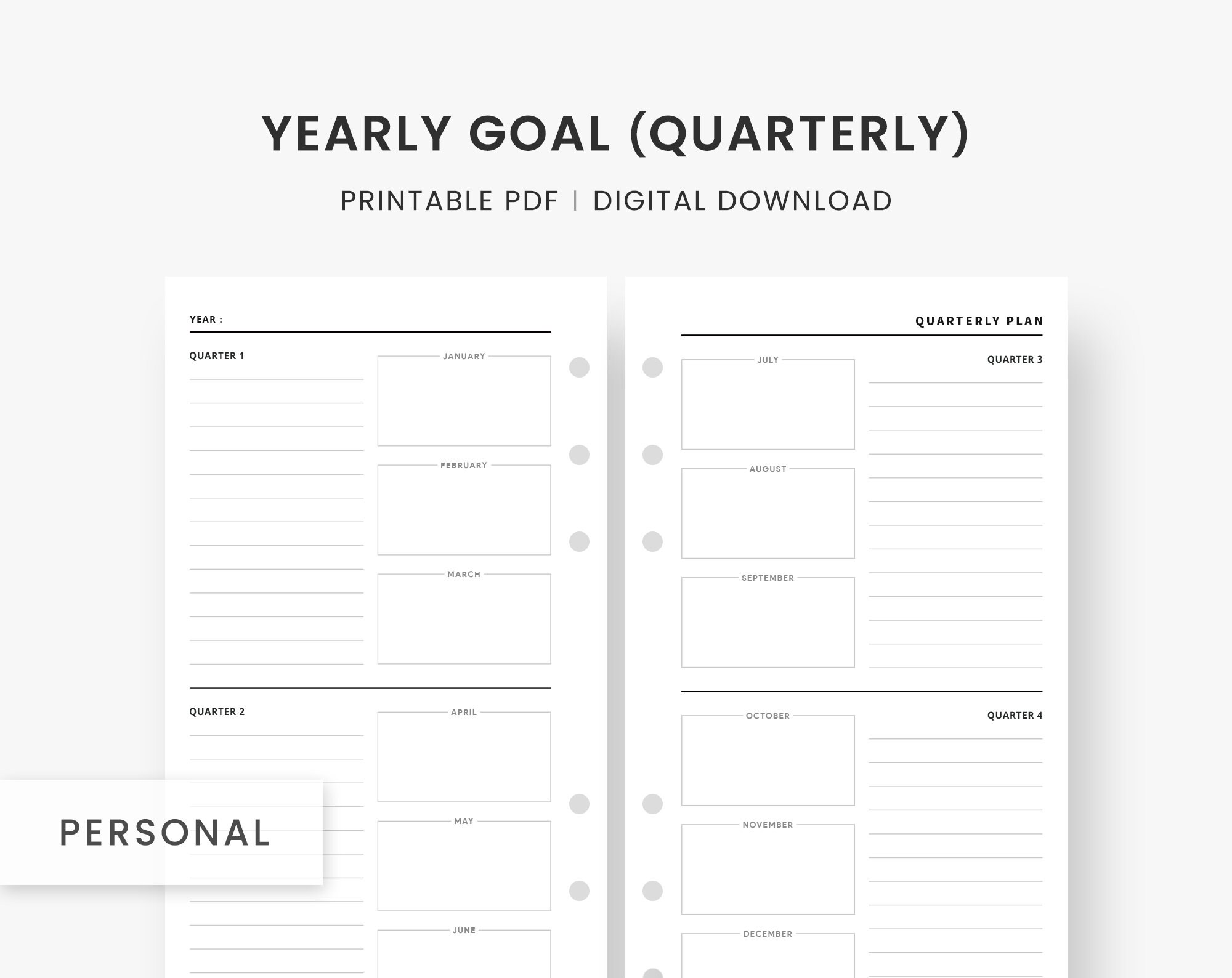 Personal Inserts : Yearly Goals Year Goal Planner Goal - Etsy