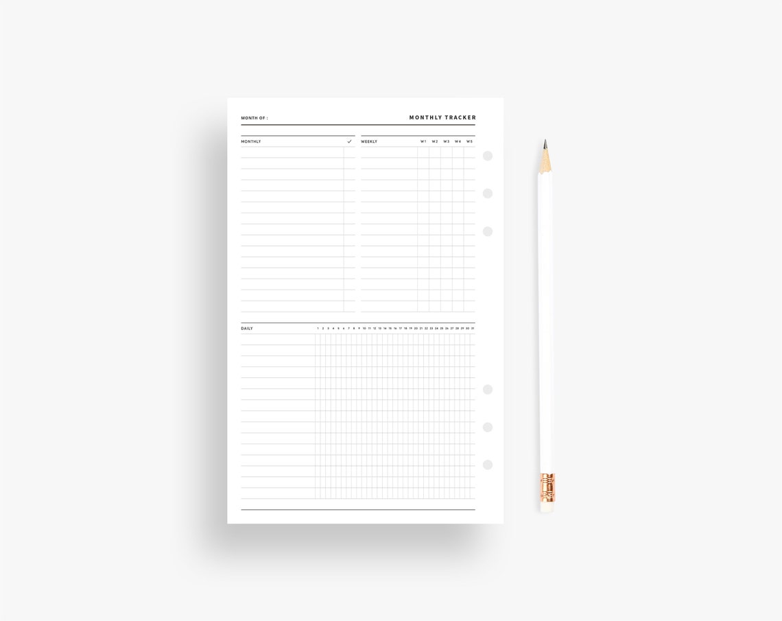 Monthly Tracker Printable Daily Habit Tracker Half Letter - Etsy