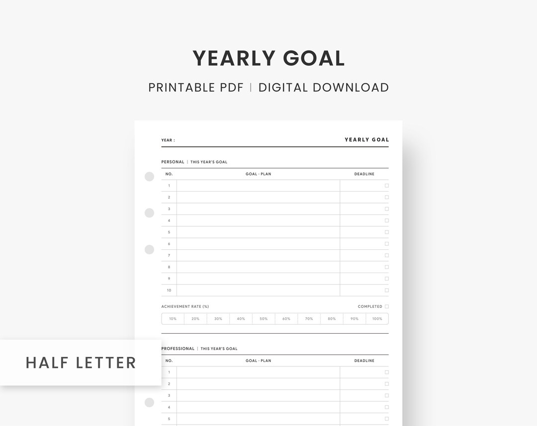 Yearly Goal Planner, Goal Setting Planner, Goal Planner, Goal Tracker ...