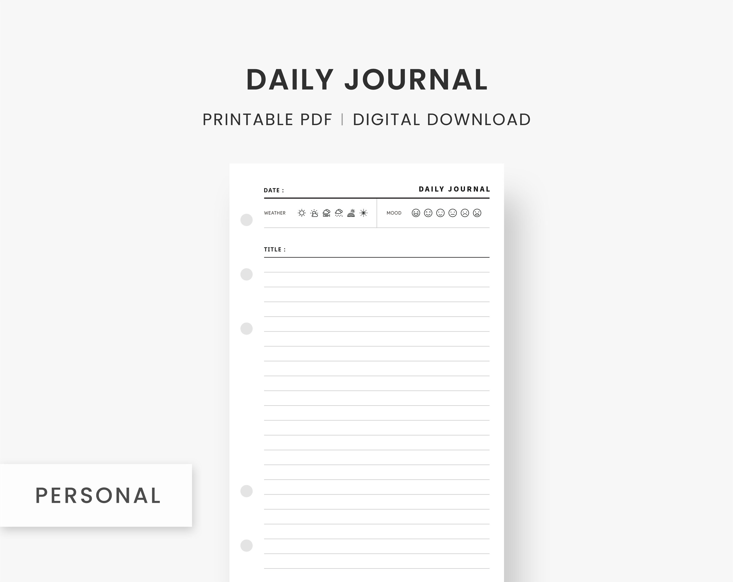 Personal Inserts : Daily Journal Blanko Journal Journal | Etsy