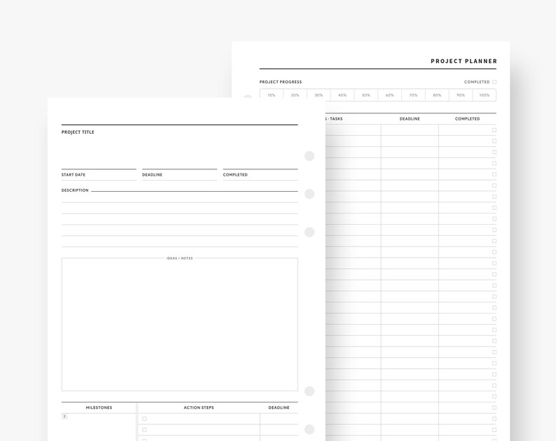 Work Planner Printable, Project Planner With Progress, Project Plan on ...