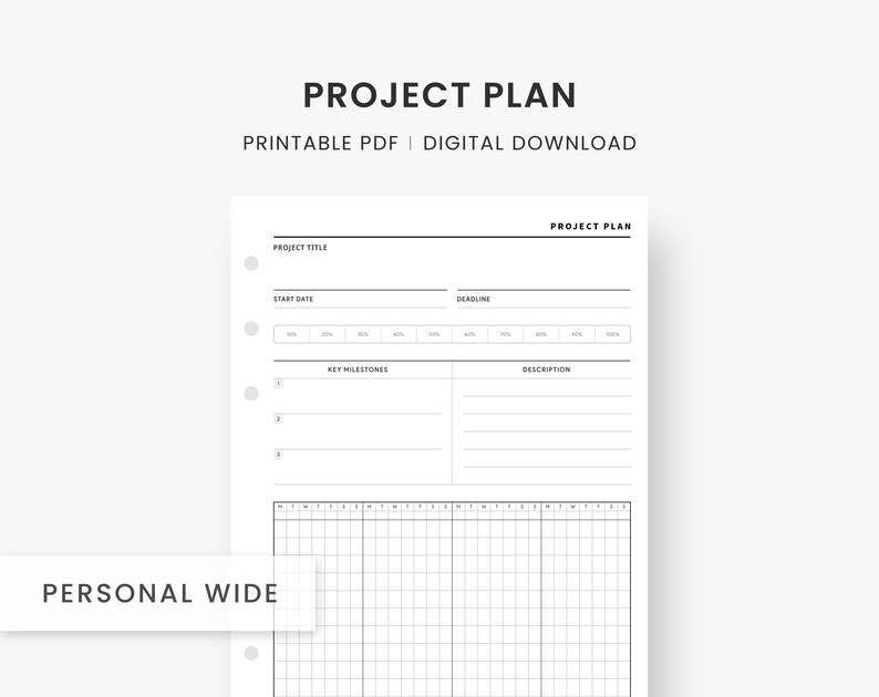 Project Planner Printable, Personal Wide Inserts, Project Timeline ...