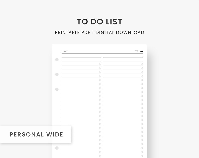 To Do List Template, to Do List Printable, Personal Wide Inserts ...