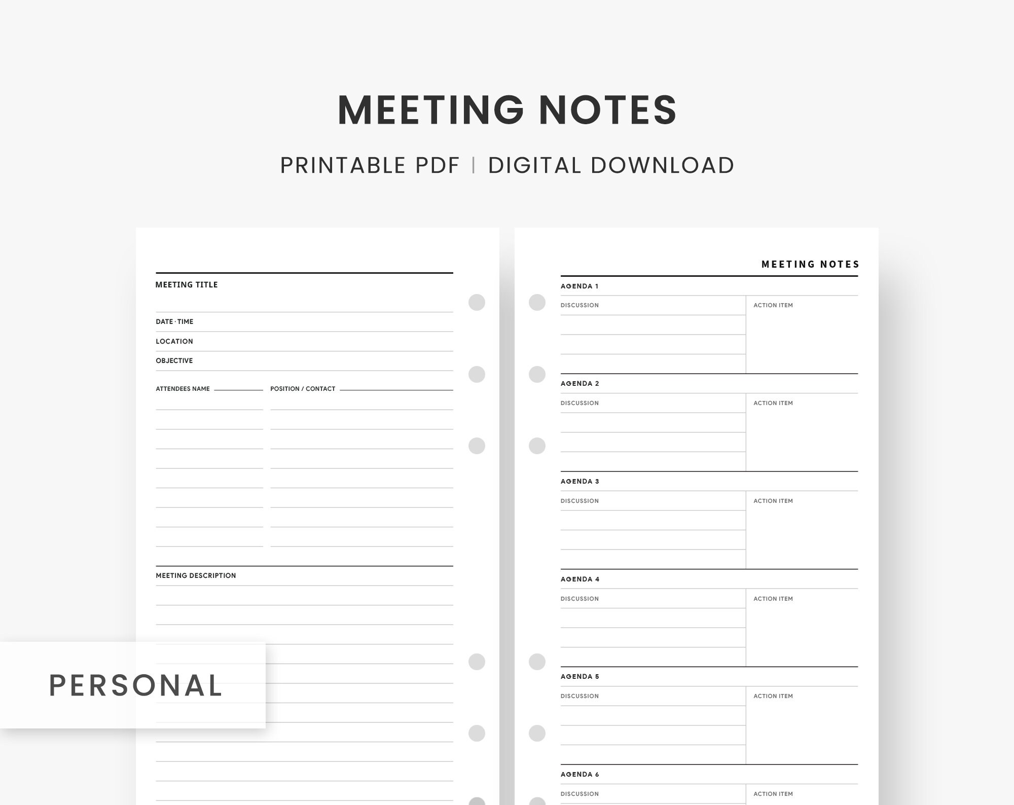 Personal Inserts : Meeting Organizer, Meeting Notes, Business Planner ...
