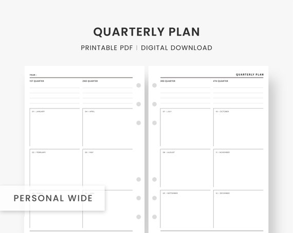 12 Month Planner Printable Quarterly Planner Yearly Planner | Etsy