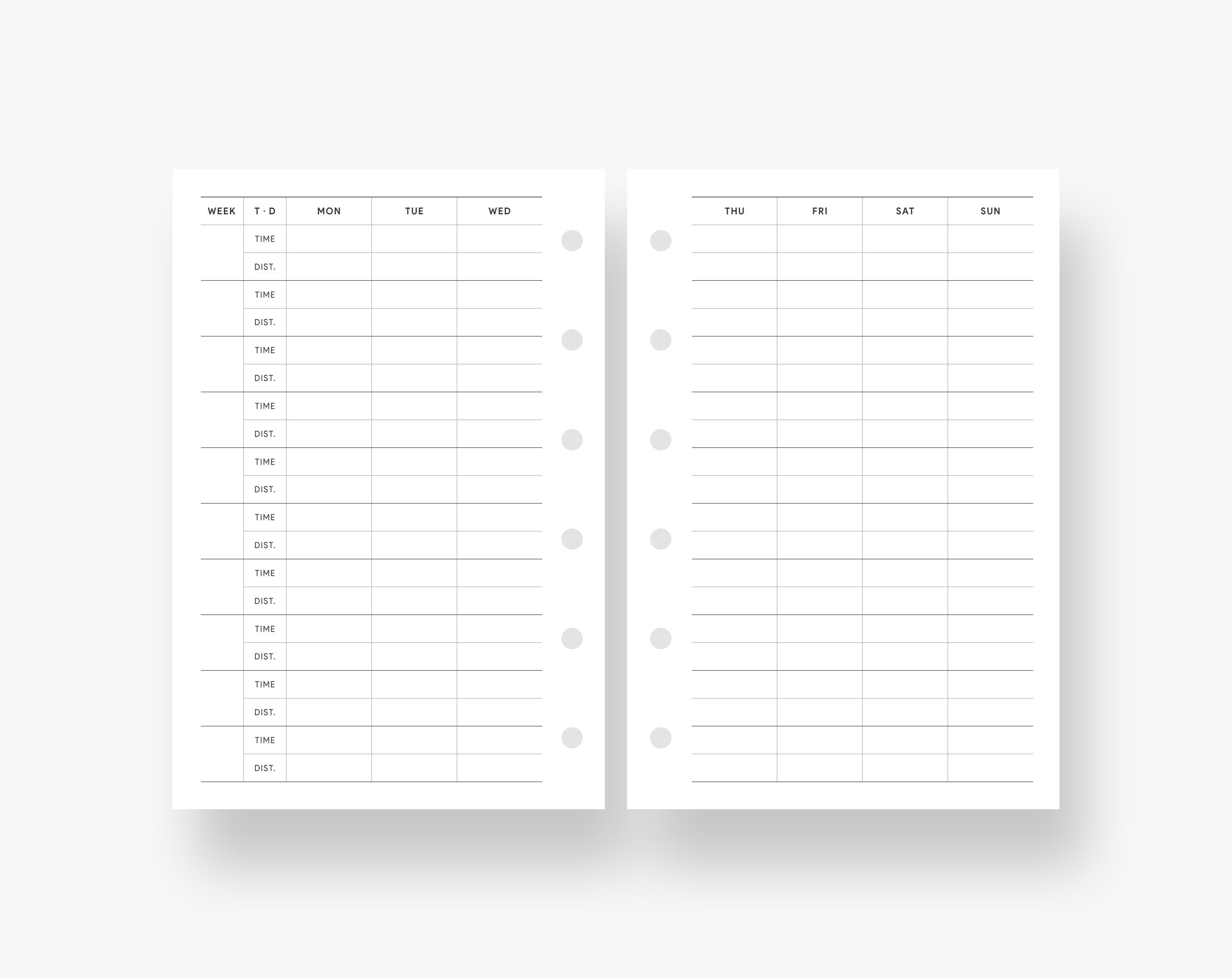 Pocket Inserts : Running Tracker Printable, Running Diary, Running ...