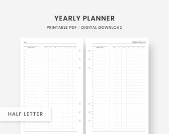2024 Calendar, Year at a Glance, Yearly Overview Printable, 12 Month ...