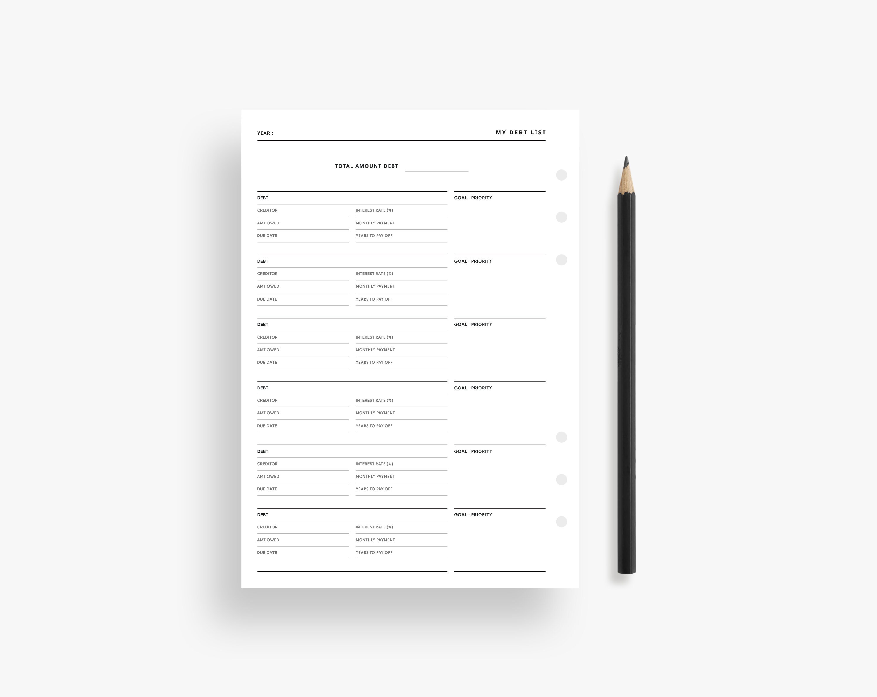 A5 Inserts : Debt Tracker, Debt List, Finance Tracker, Financial ...