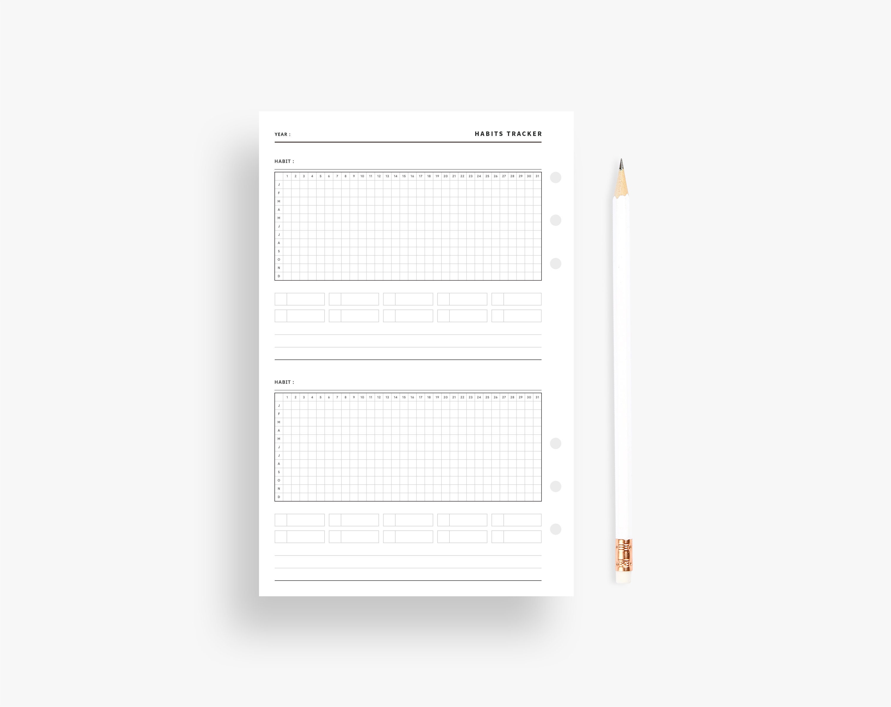 Habit Tracker Printable, Habit Planner, Habit Journal, Yearly Habit ...
