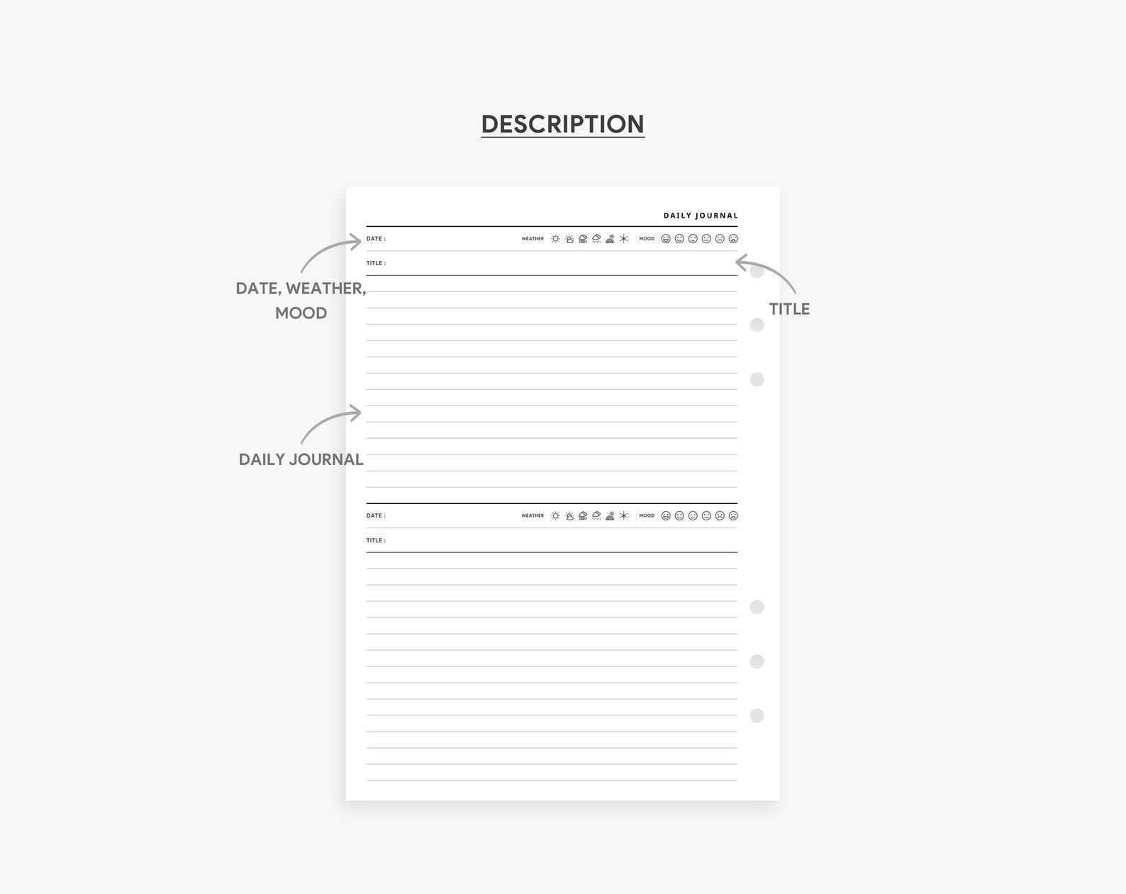 Daily Journal Printable A5 Insert Journal Template With - Etsy