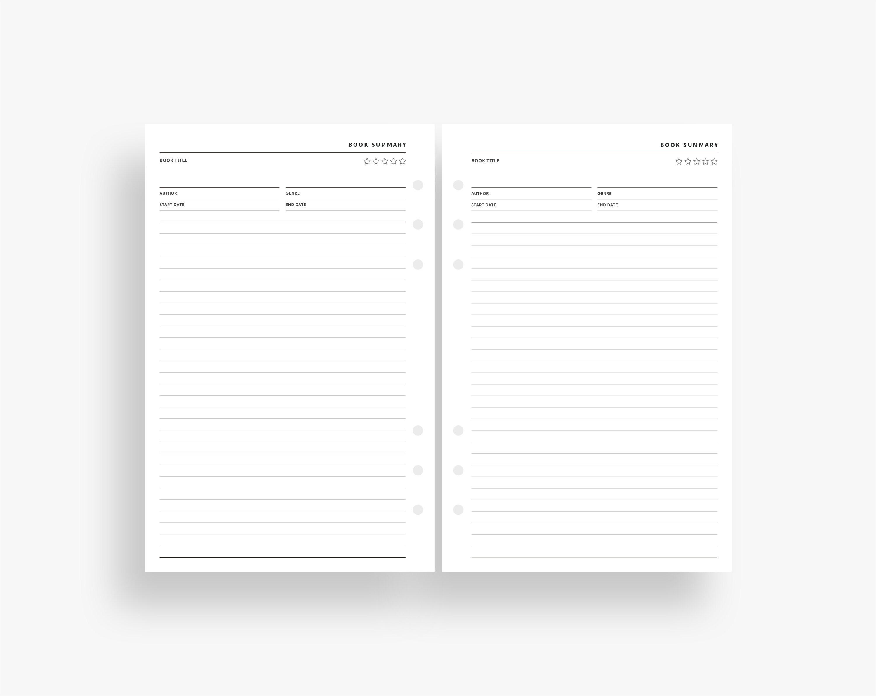 Reading Journal Printable, Book Planner With Rating, Book Journal for ...