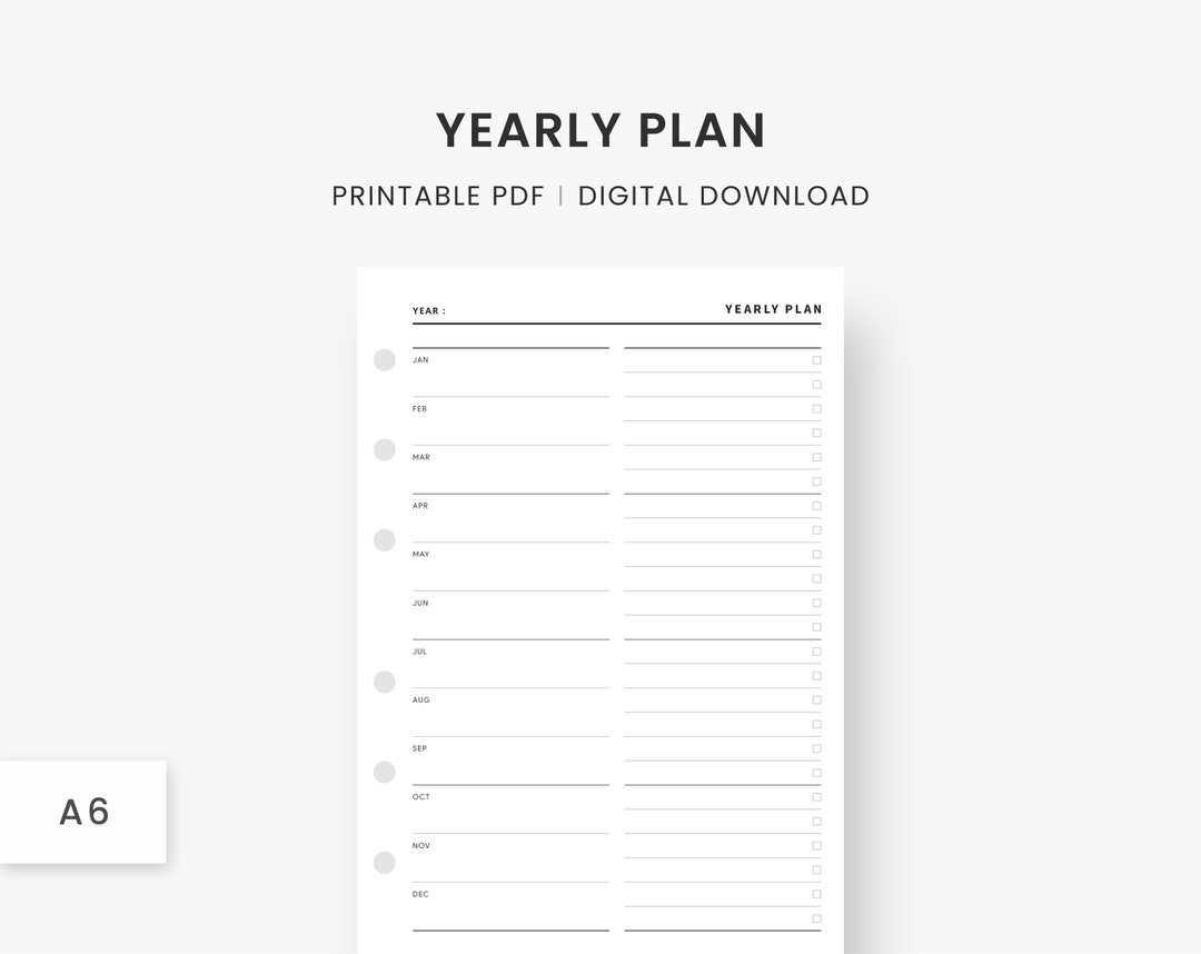 Yearly Planner, Annual Planner, Yearly Goal Planner, Yearly to Do List ...