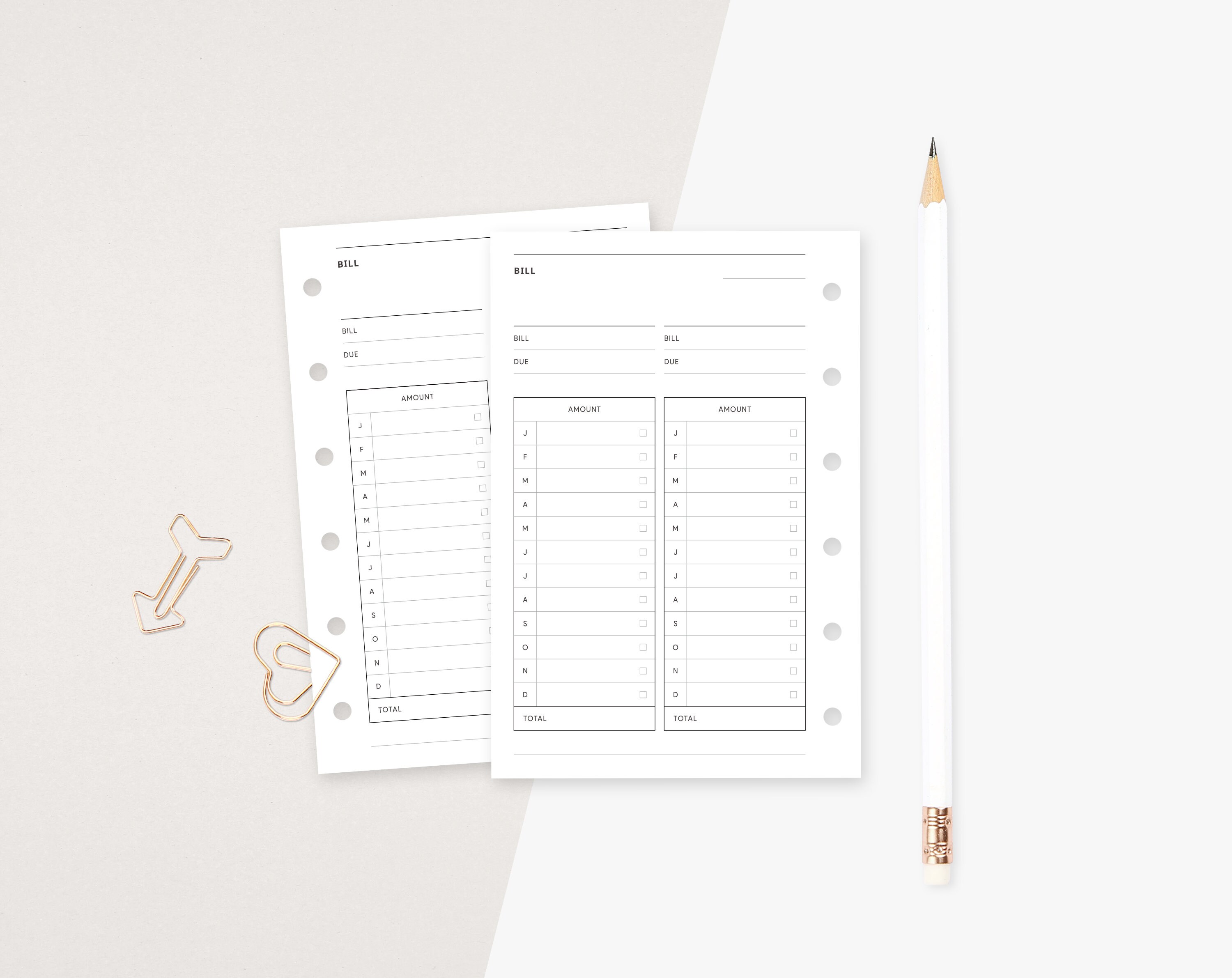 Pocket Inserts : Bill Tracker Printable, Bill Organizer, Bill Payment ...