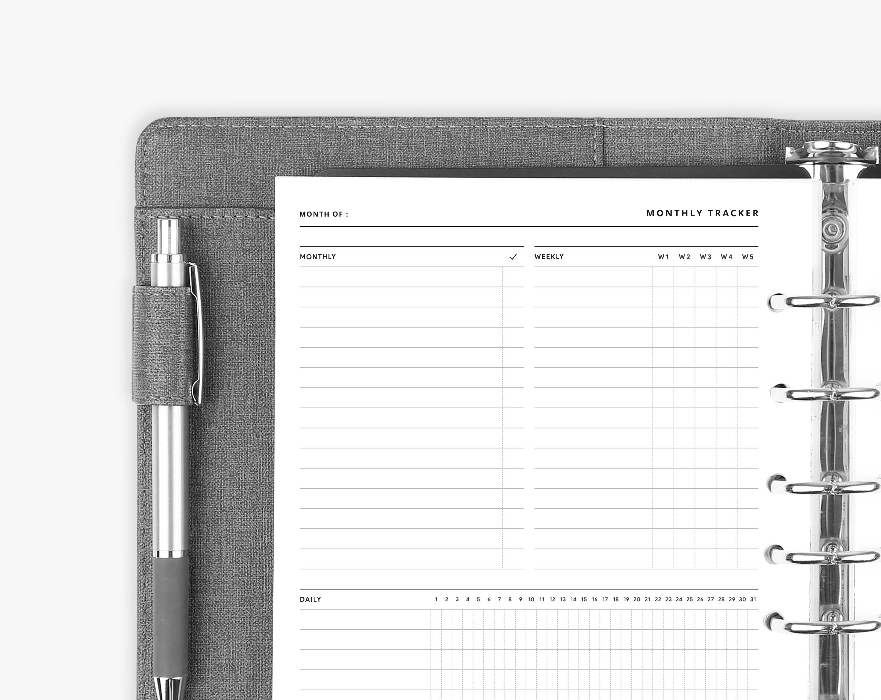 A5 Inserts : Monthly Tracker, Habit Tracker, Weekly Tracker, Daily ...