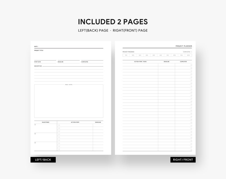 A5 Inserts : Project Planner Business Planner Work Planner - Etsy