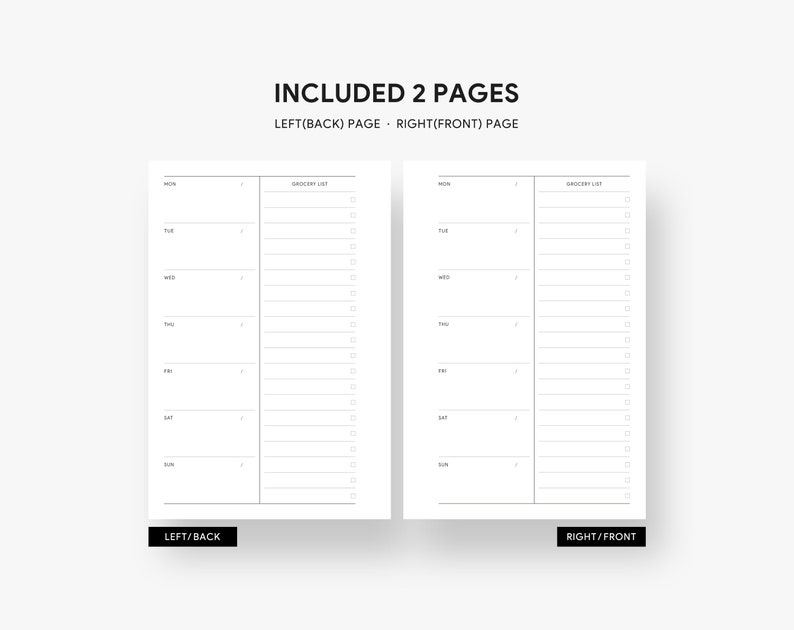 Pocket Inserts : Weekly Meal Planner Printable Week Menu | Etsy