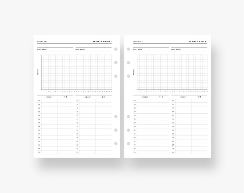 Weight Loss Tracker Printable, Personal Wide Inserts, Fitness Tracker, Weight Loss Journal ...