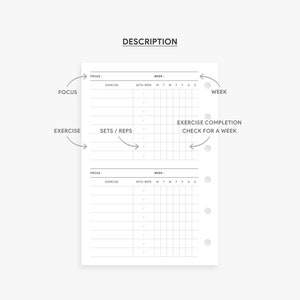 Pocket Inserts : Exercise Tracker Printable, Exercise Planner, Exercise ...