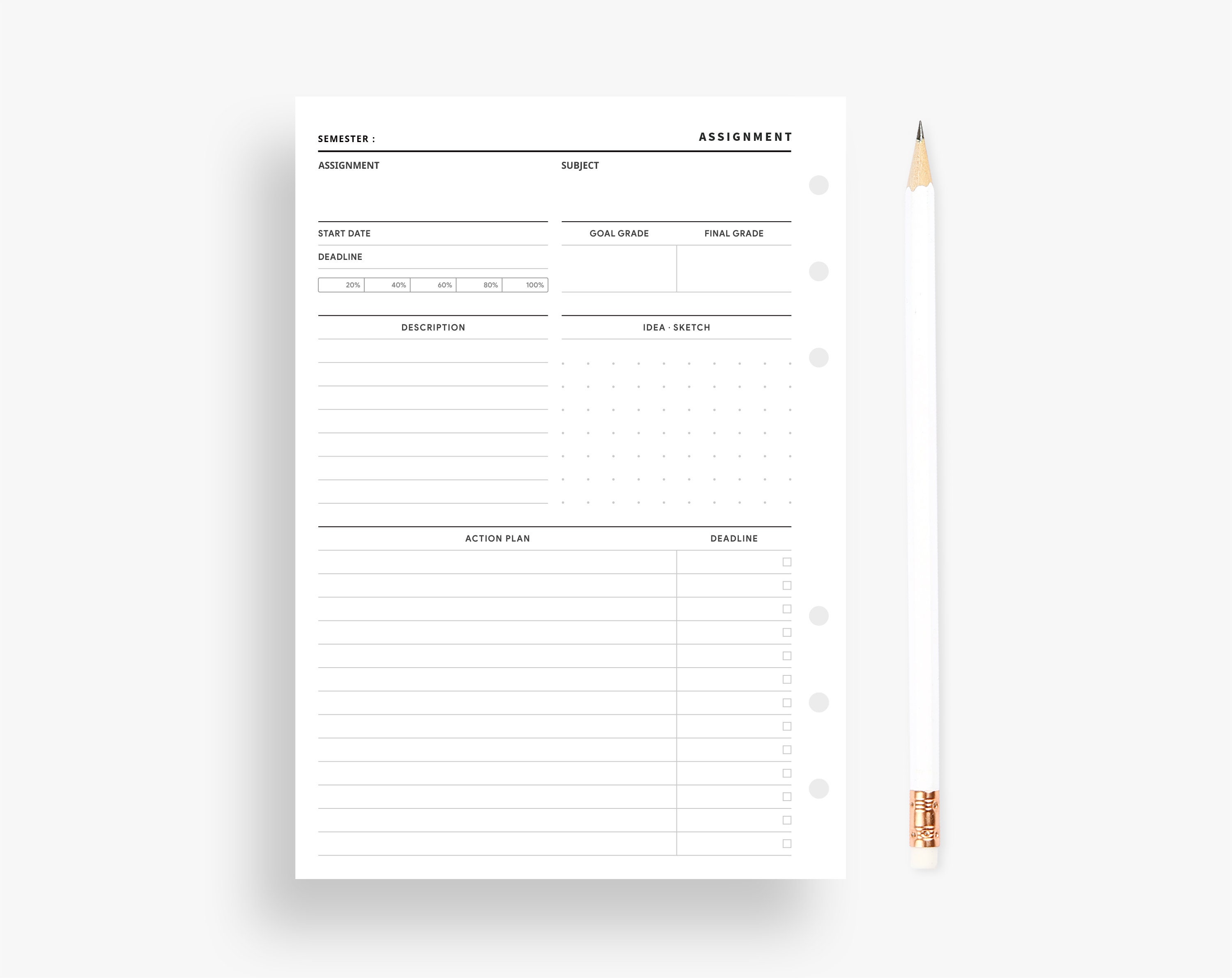 Assignment Plan Printable, Personal Wide Inserts, Student Planner ...