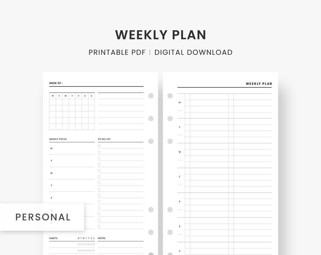 Personal Inserts : Weekly to Do List, Weekly Agenda, Weekly Planner ...