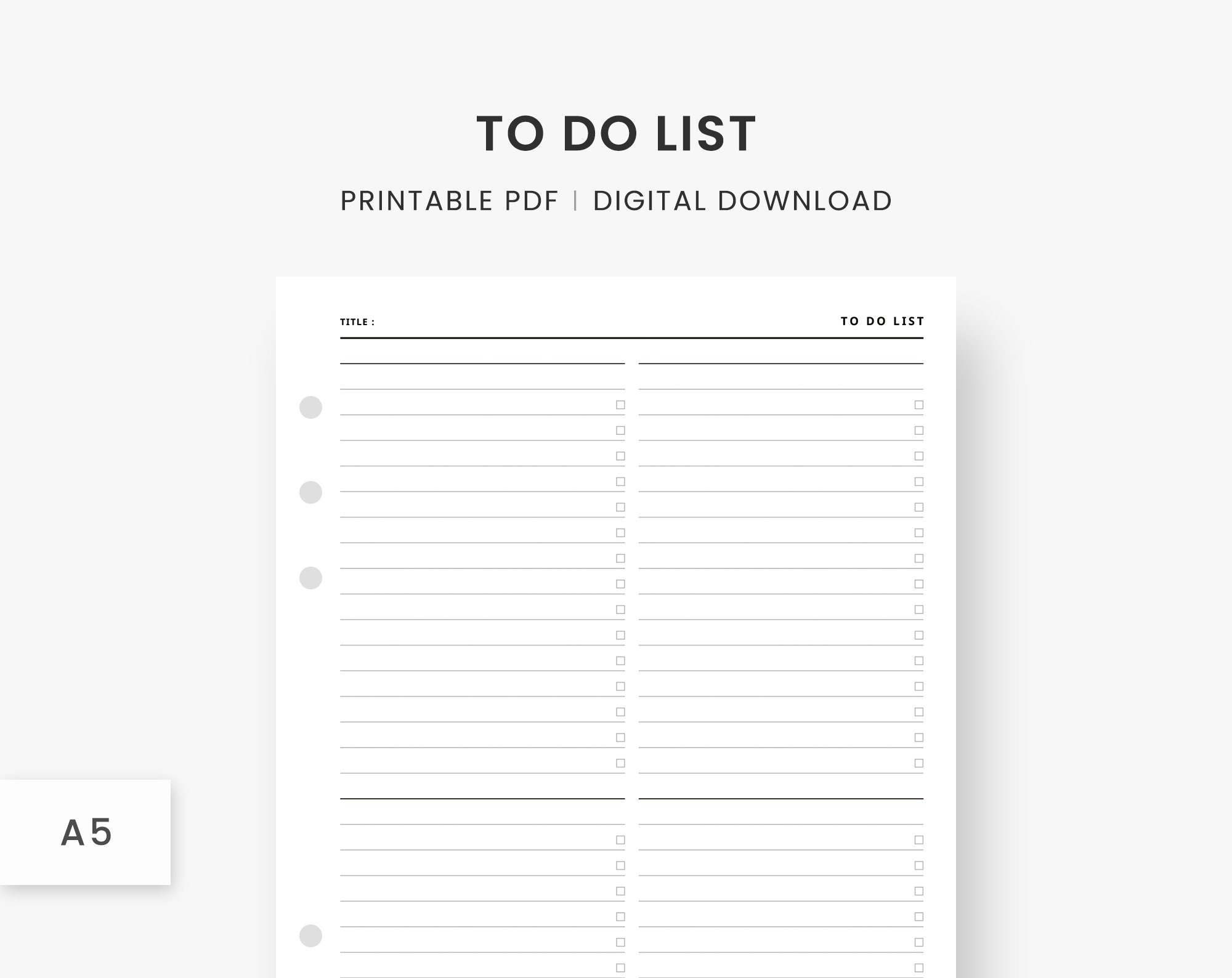 A5 Inserts : to Do List Planner, Printable to Do Plan, Productivity ...