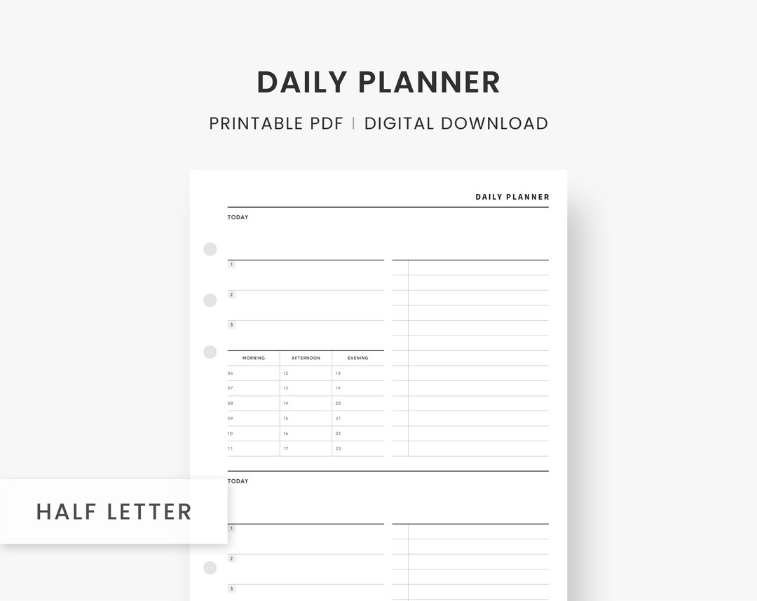Daily Planner Printable, Daily Agenda, Daily Schedule, Daily to Do List ...