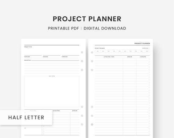 Work Planner Printable Project Planner With Progress Project | Etsy