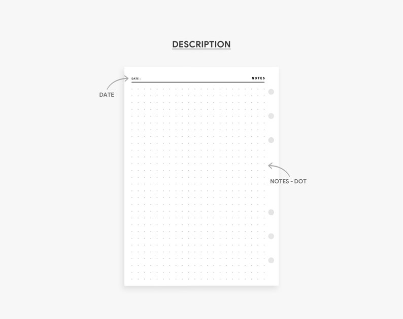 Notes Dot, Personal Wide Inserts, Note Taking, Note Paper Printable ...