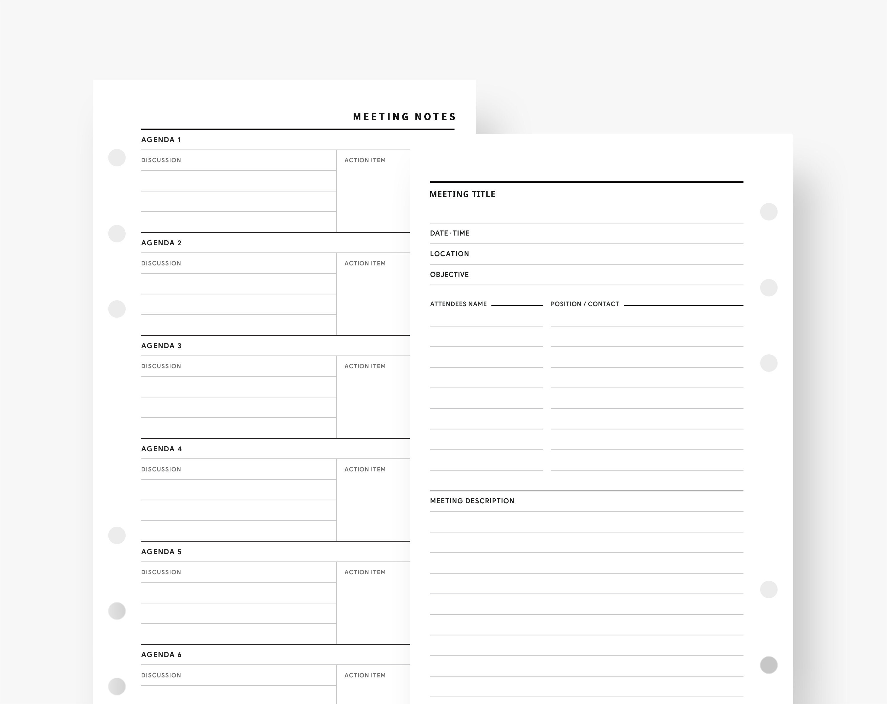 Personal Inserts : Meeting Organizer, Meeting Notes, Business Planner ...
