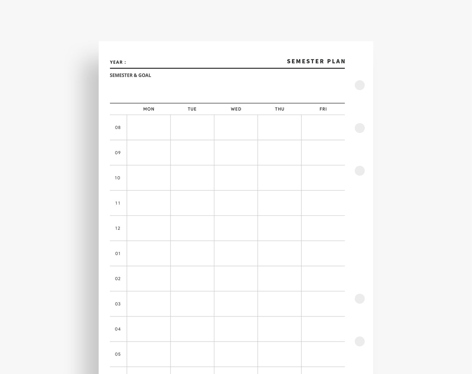 Semester Planner Printable, Personal Wide Inserts, Academic Planner ...