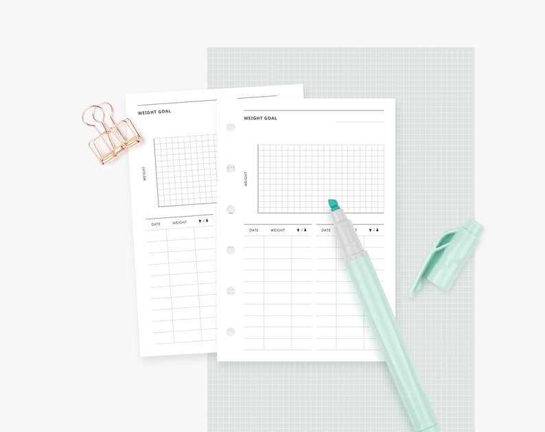 Pocket Inserts : Weight Tracker Printable, Weight Loss Tracker, Weight ...