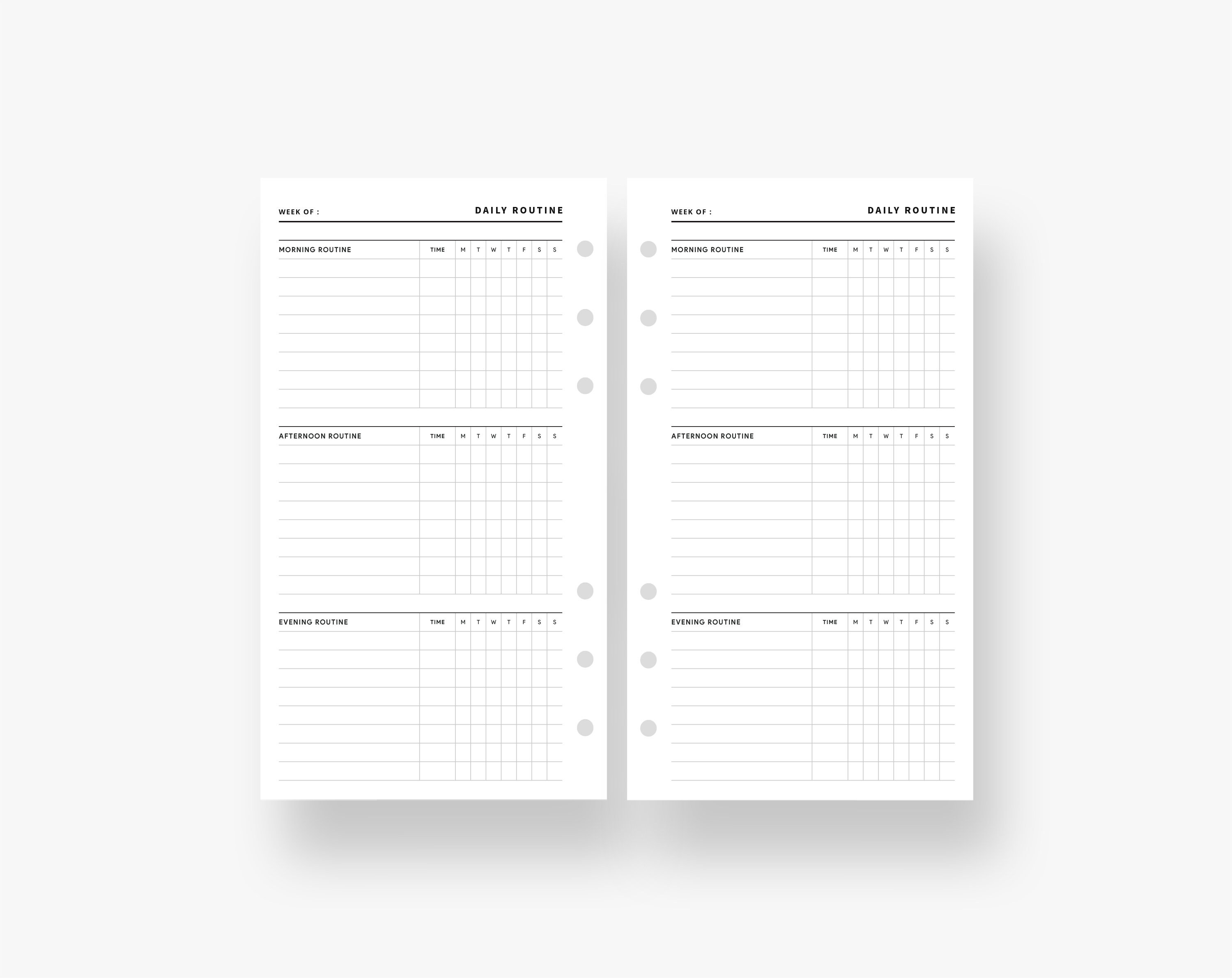 Personal Inserts : Daily Routine Routine Checklist Planner - Etsy