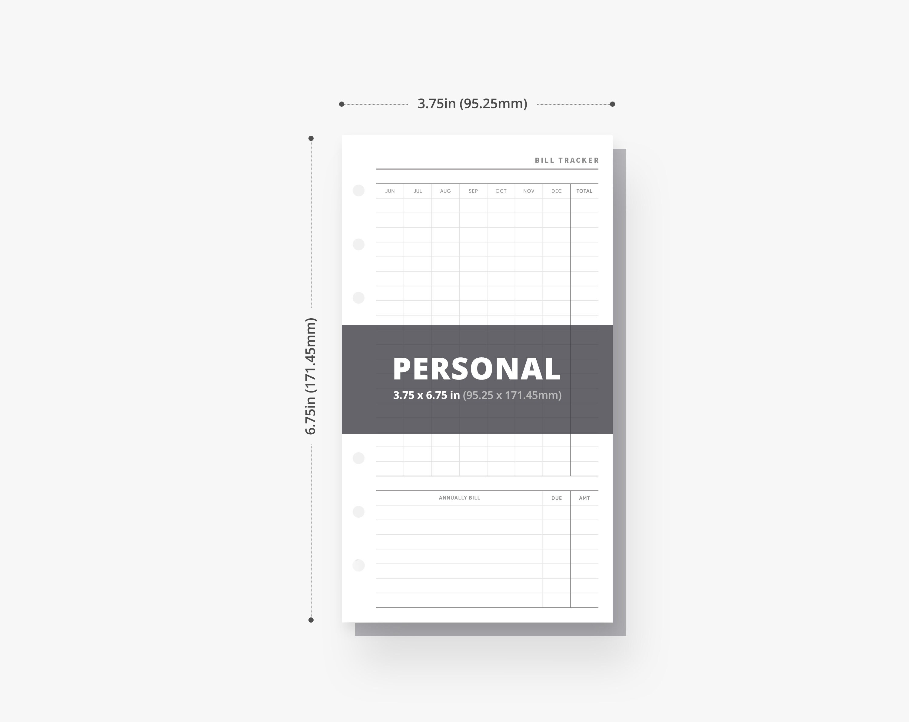 Personal Inserts : Bill Tracker, Bill Organizer, Monthly Bill Tracker ...
