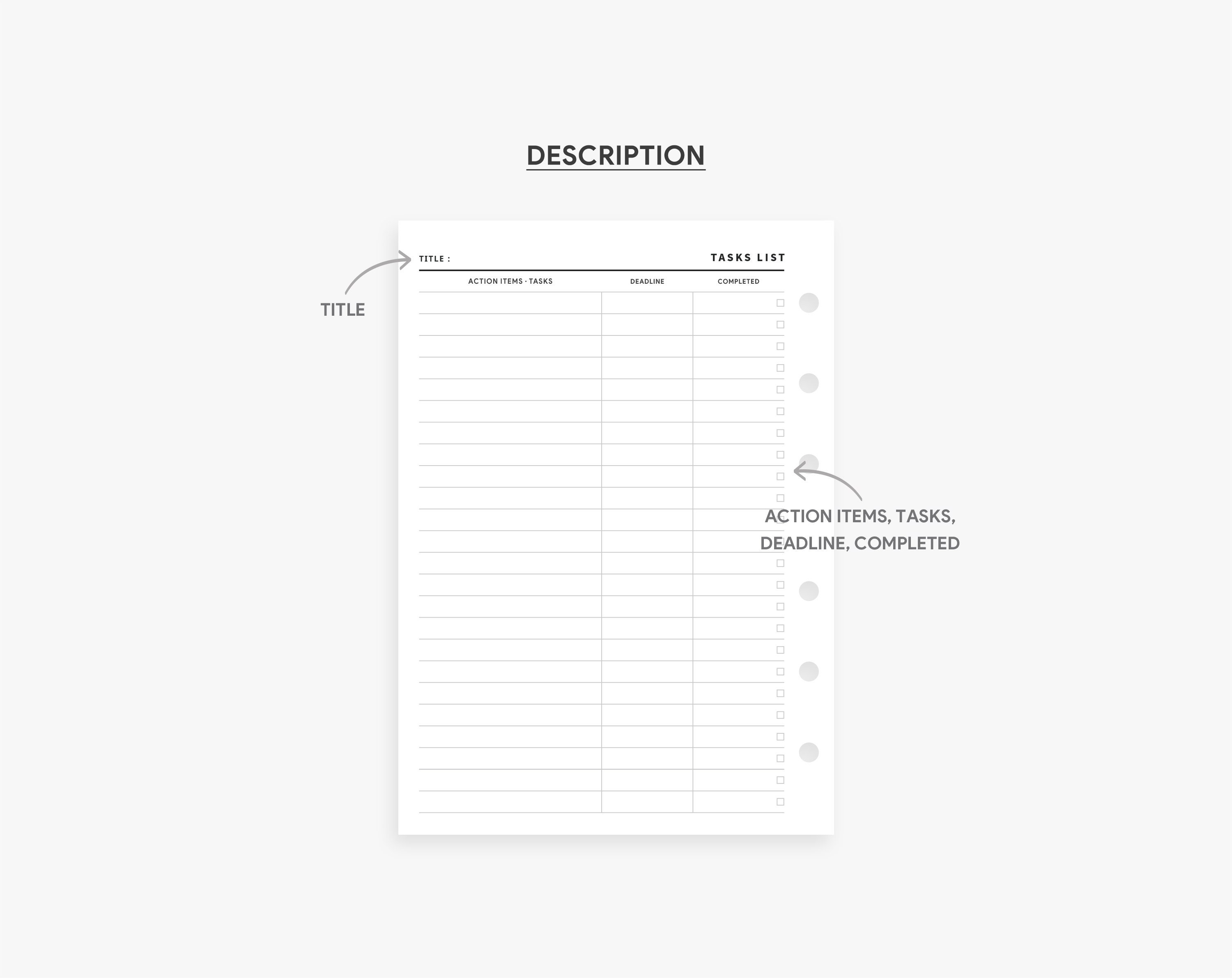 A6 Inserts : Tasks List, to Do List, Task Planner, Check List, Task ... A6 Inserts : Tasks List, to Do List, Task Planner, Check List, Task ...