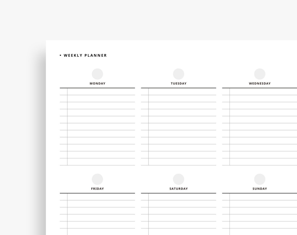 Week on 1 Page Minimalist Work Planner Printable Undated | Etsy