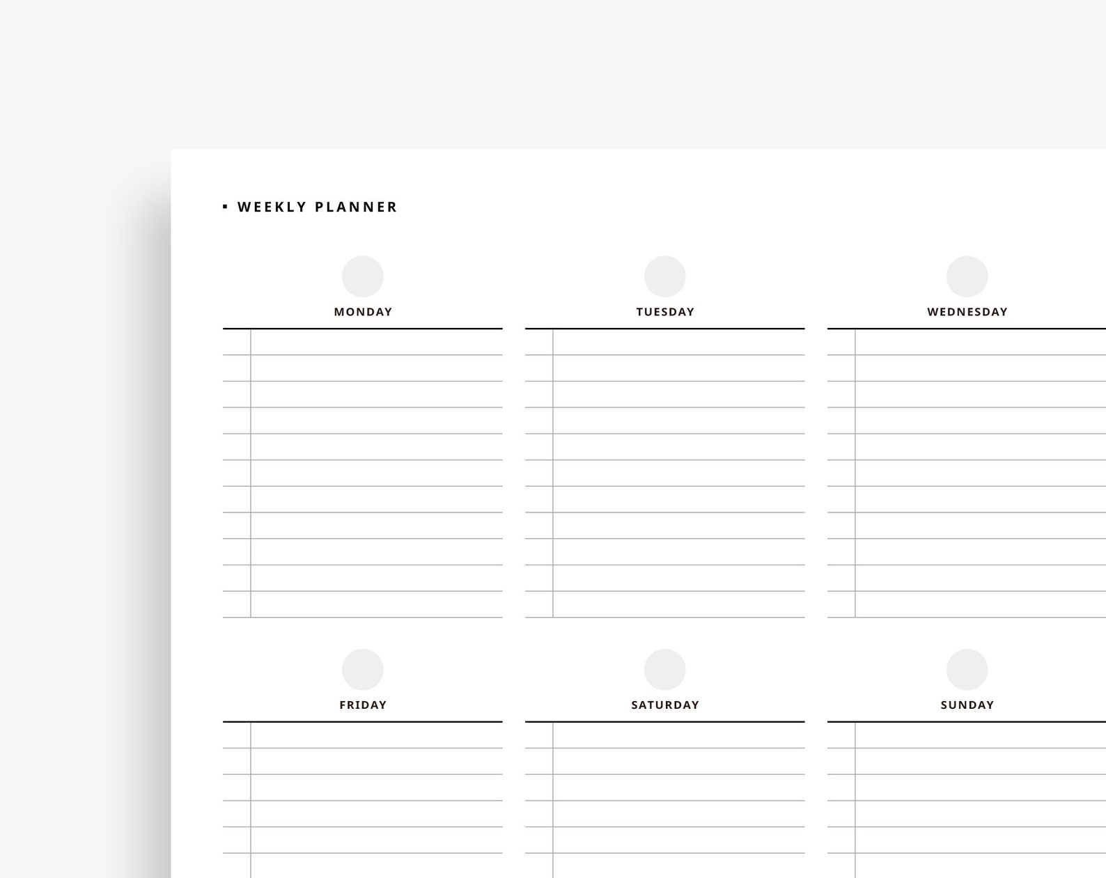 Week on 1 Page Minimalist Work Planner, Printable Undated Weekly ...
