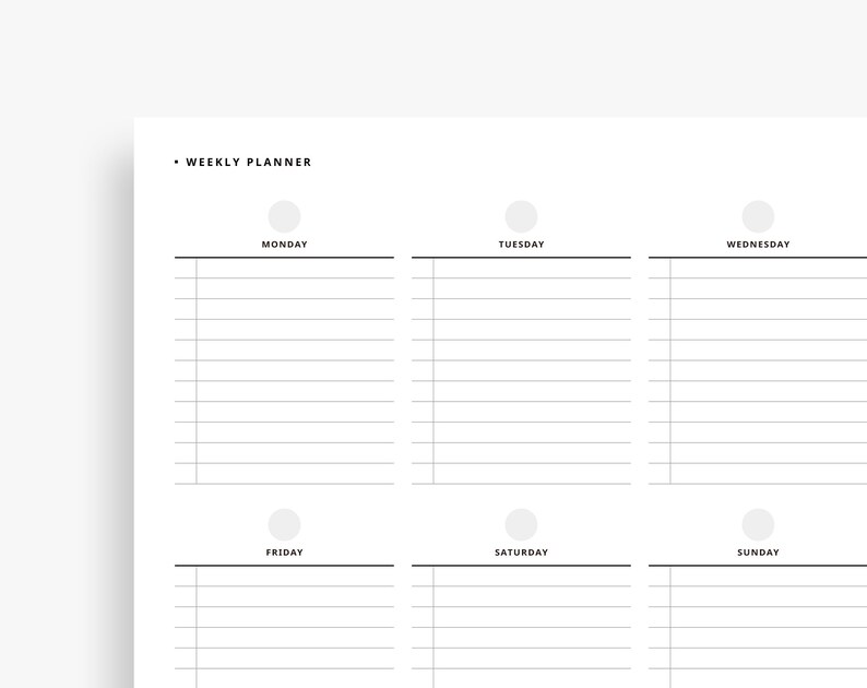 Week on 1 Page Minimalist Work Planner, Printable Undated Weekly ...