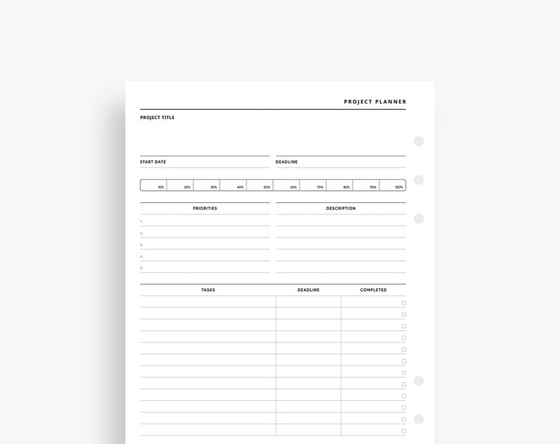 A5 Inserts : Project Planner Printable, Productivity Organizer ...