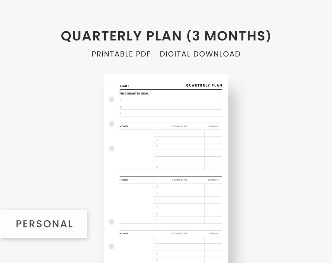 Personal Inserts : 3 Months Planner, Undated Planner, Quarterly Planner ...