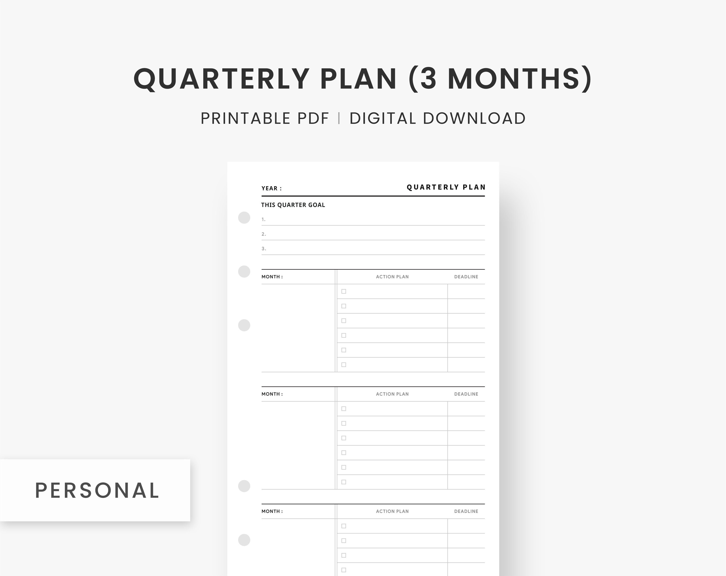 Personal Inserts : 3 Months Planner, Undated Planner, Quarterly Planner ...