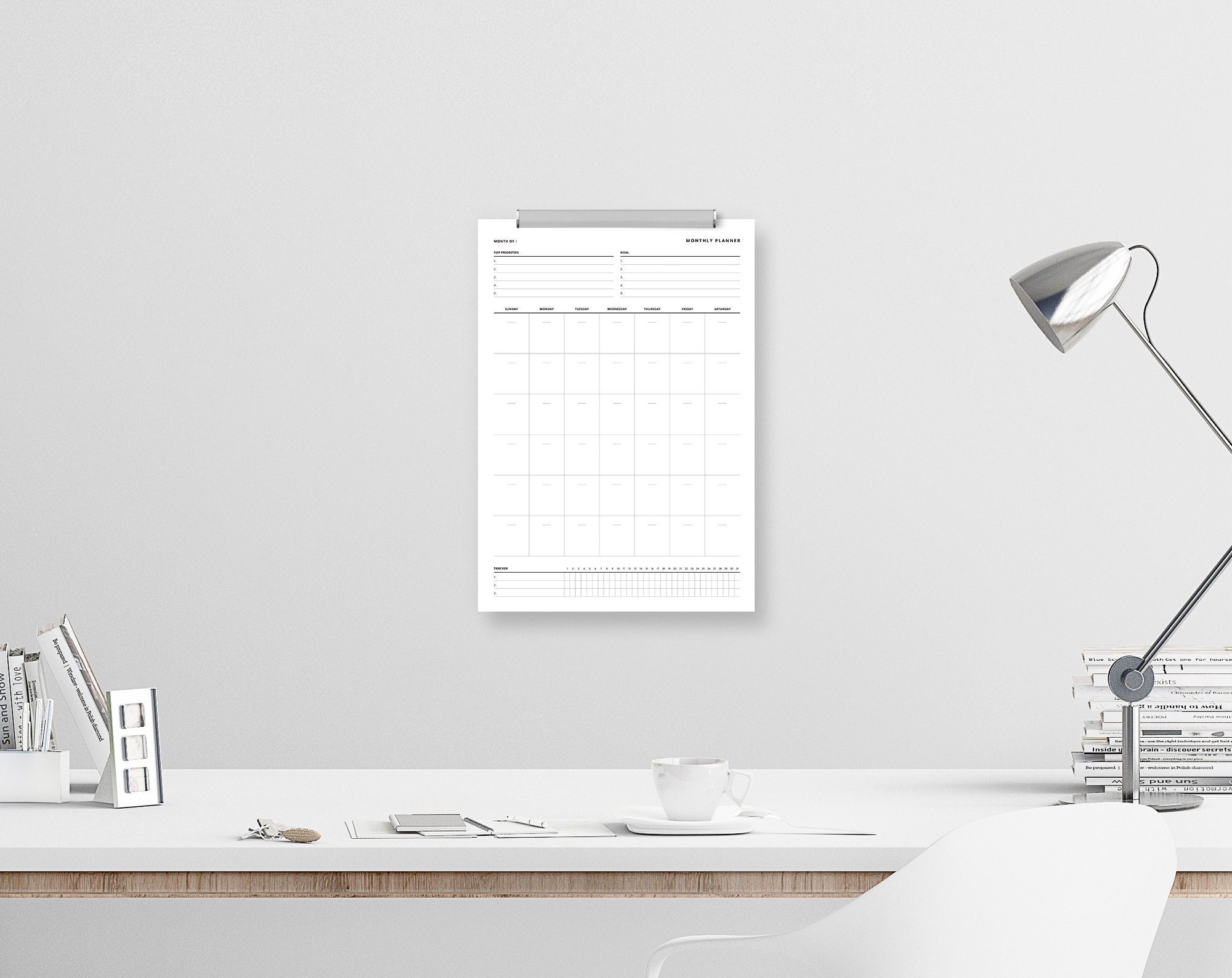 Monthly Planner Printable, Month on One Page Inserts With Goal and ...