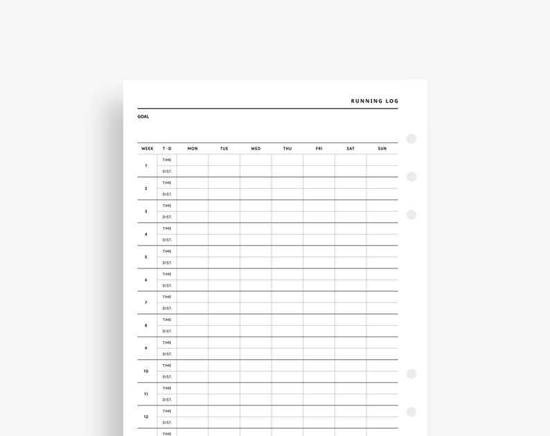 A5 Inserts : Running Tracker Printable, Running Planner, Running Log ...